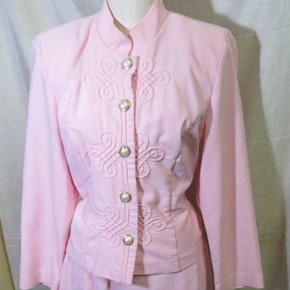 Lew Magram | Skirts | Lew Magram Embroidered Elegant Pink Skirt Suit ...
